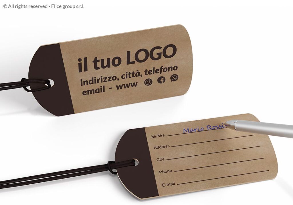 Cartellino porta nome ecologica in carta biodegradabile.