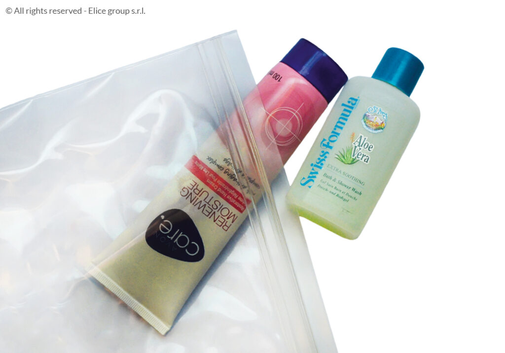 Busta porta contenitori per liquidi da portare in aereo